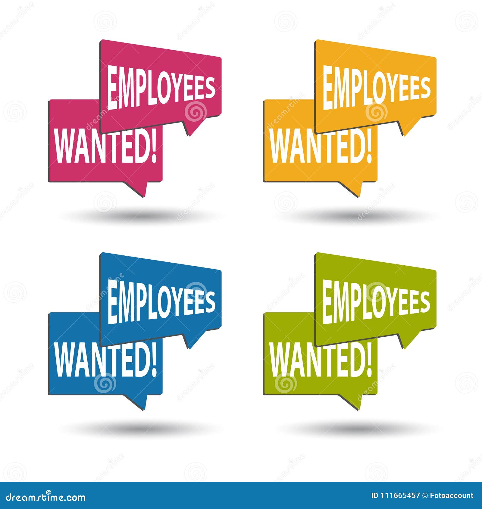 Employees Wanted - Colorful Vector Speech Bubbles - Isolated on White ... Employees Wanted - Colorful Vector Speech Bubbles - Isolated on White ...
