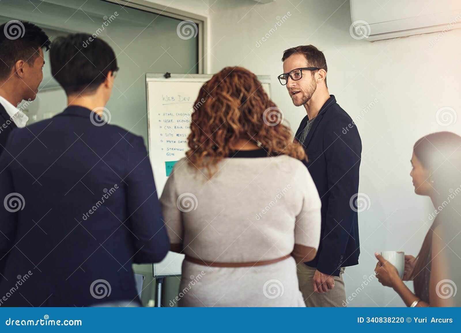 Employees, Whiteboard and Training in Office with Team, Web Development ...