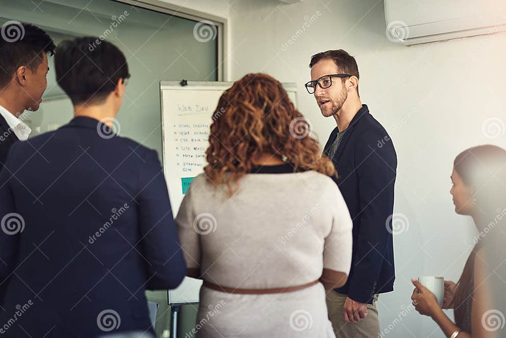 Employees, Whiteboard and Training in Office with Team, Web Development ...