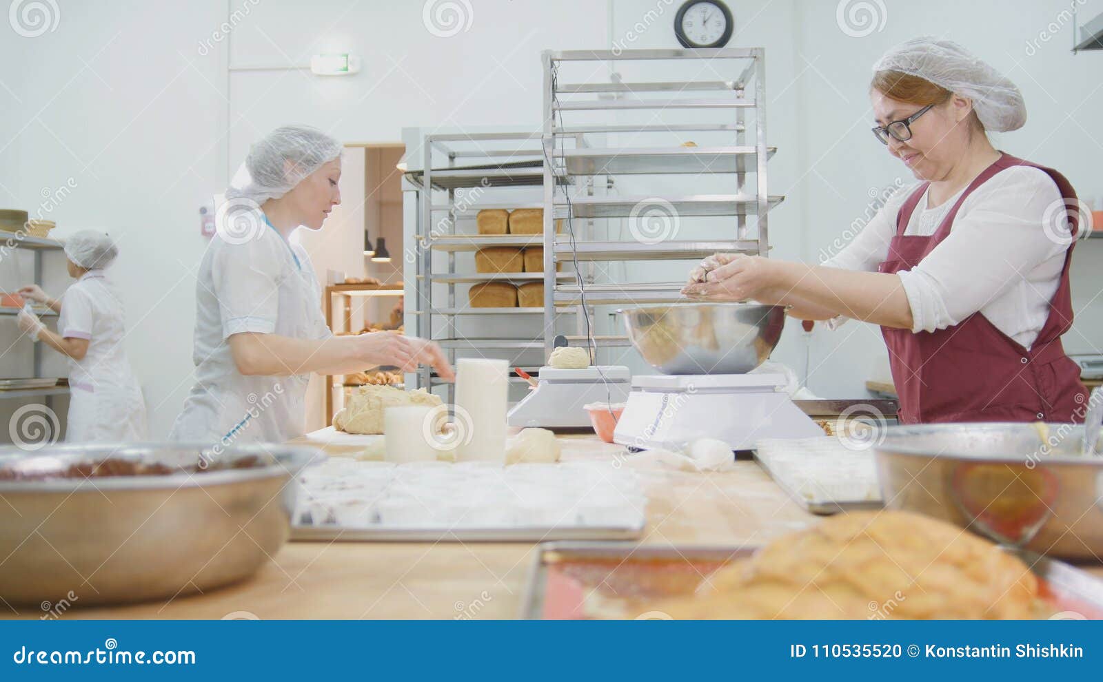 The Employees Women of the Bakery Work Stock Photo - Image of carefully ...