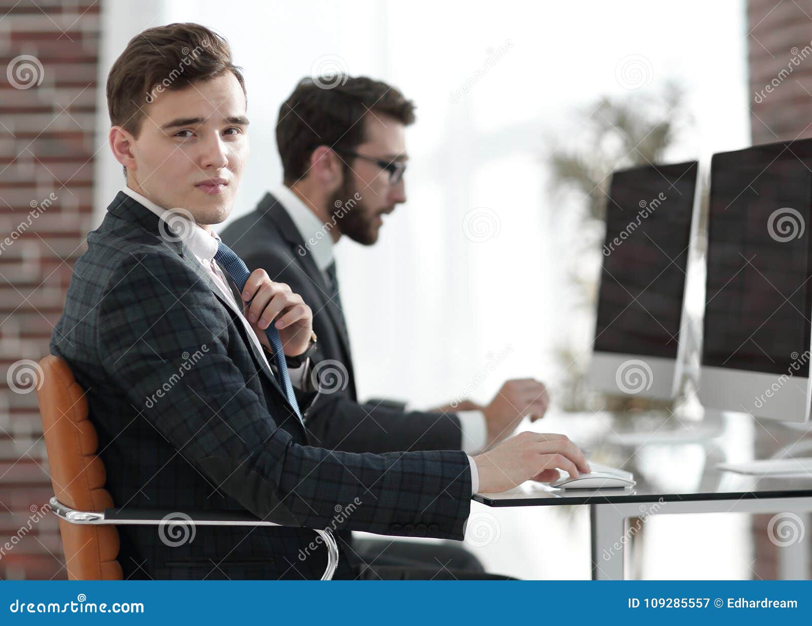 Employees Work with Computers in a Modern Office Stock Image - Image of ...