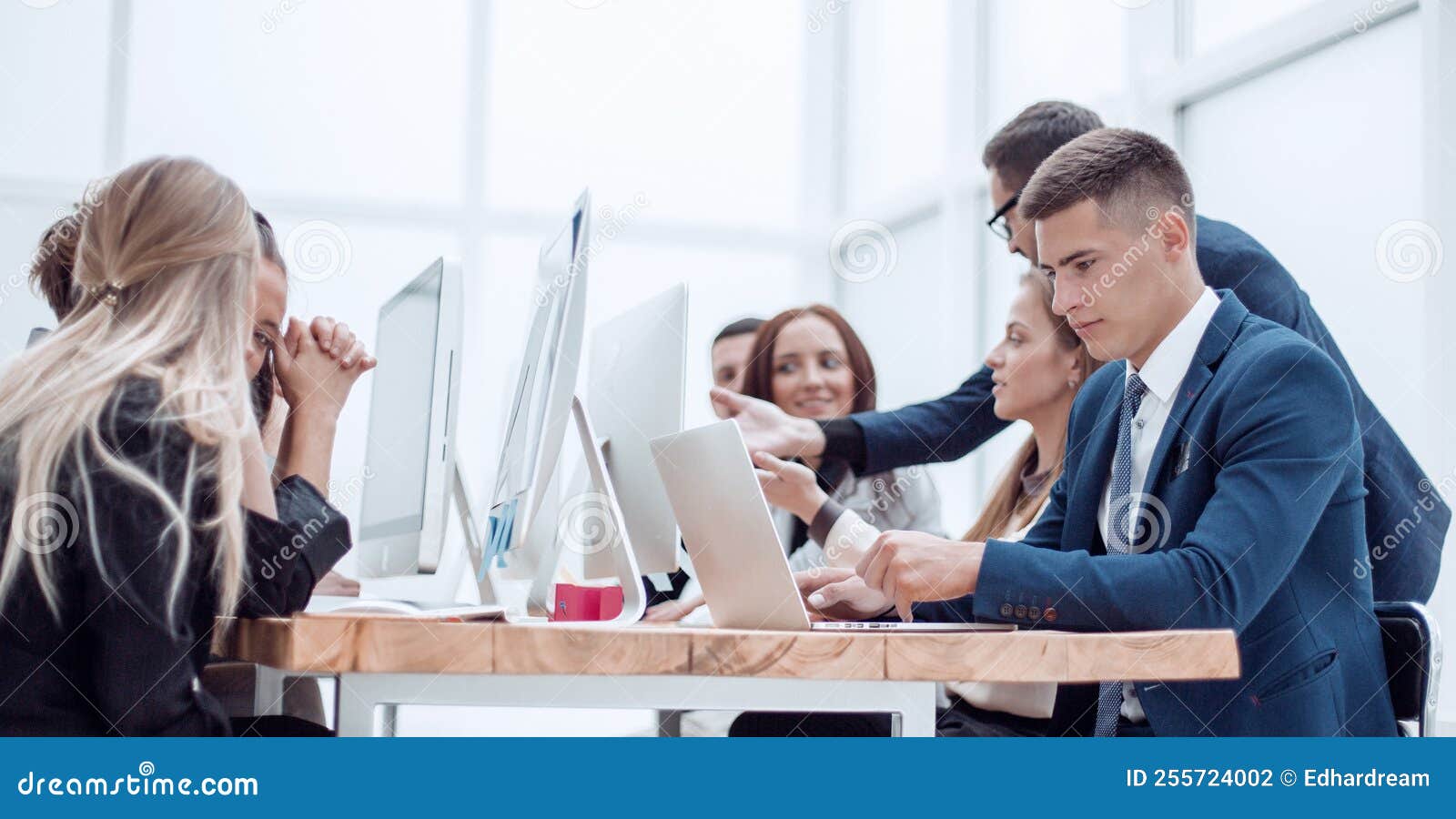 Employees Work on Computers in a Modern Office Stock Photo - Image of ...