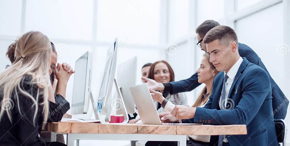 Employees Work on Computers in a Modern Office Stock Photo - Image of ...