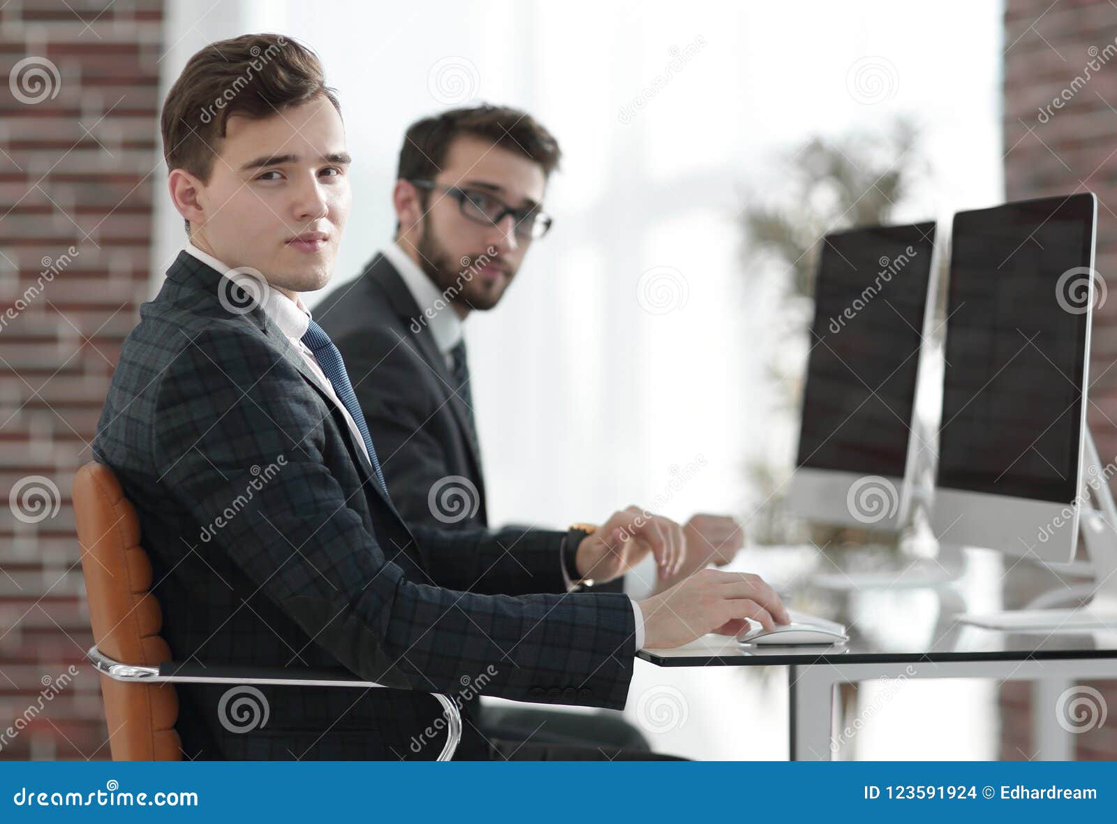 Employees Work with Computers in a Modern Office Stock Photo - Image of ...