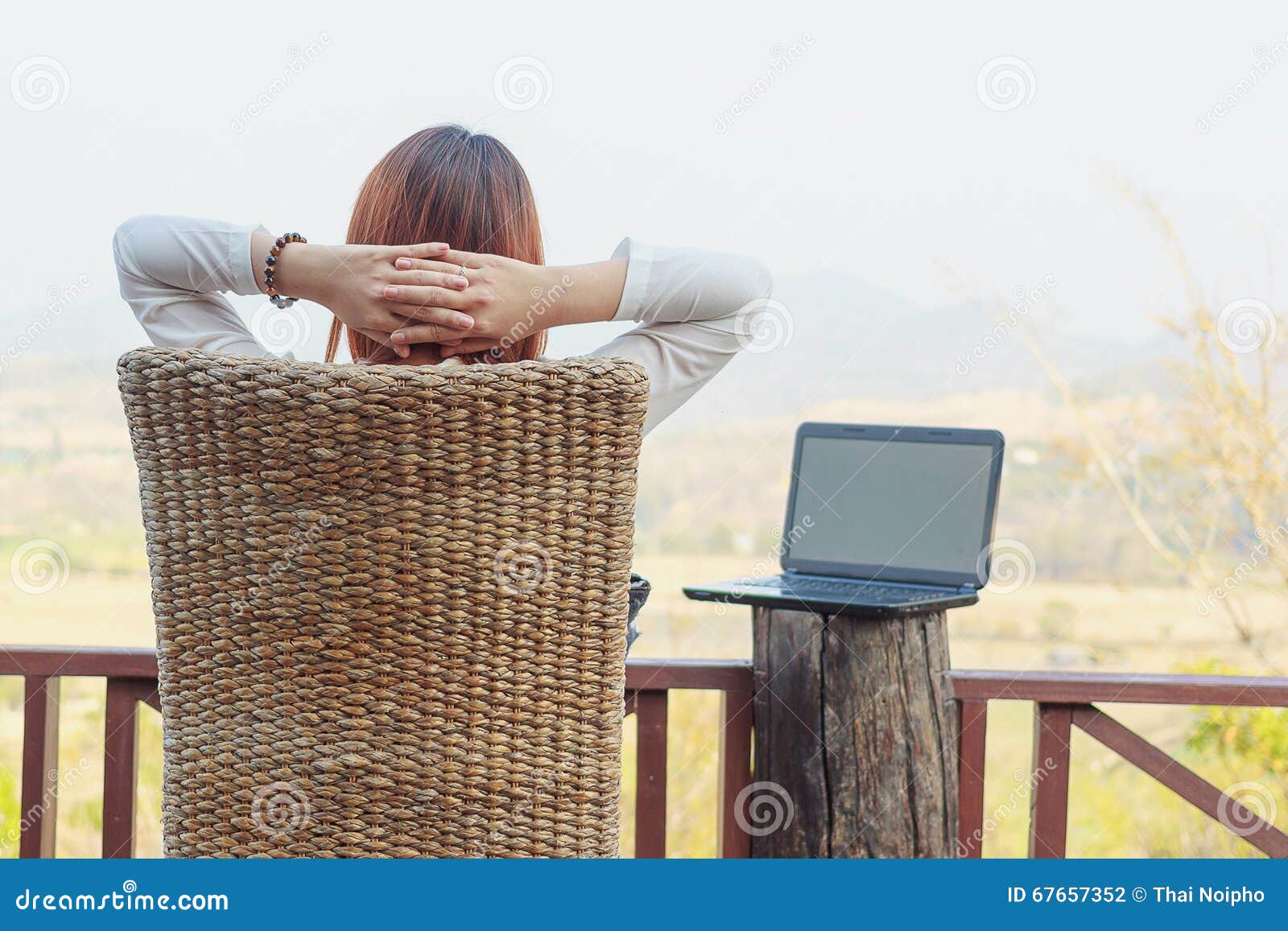 Employees Work during Rest and Relaxation Outside on the Terrace Stock ...