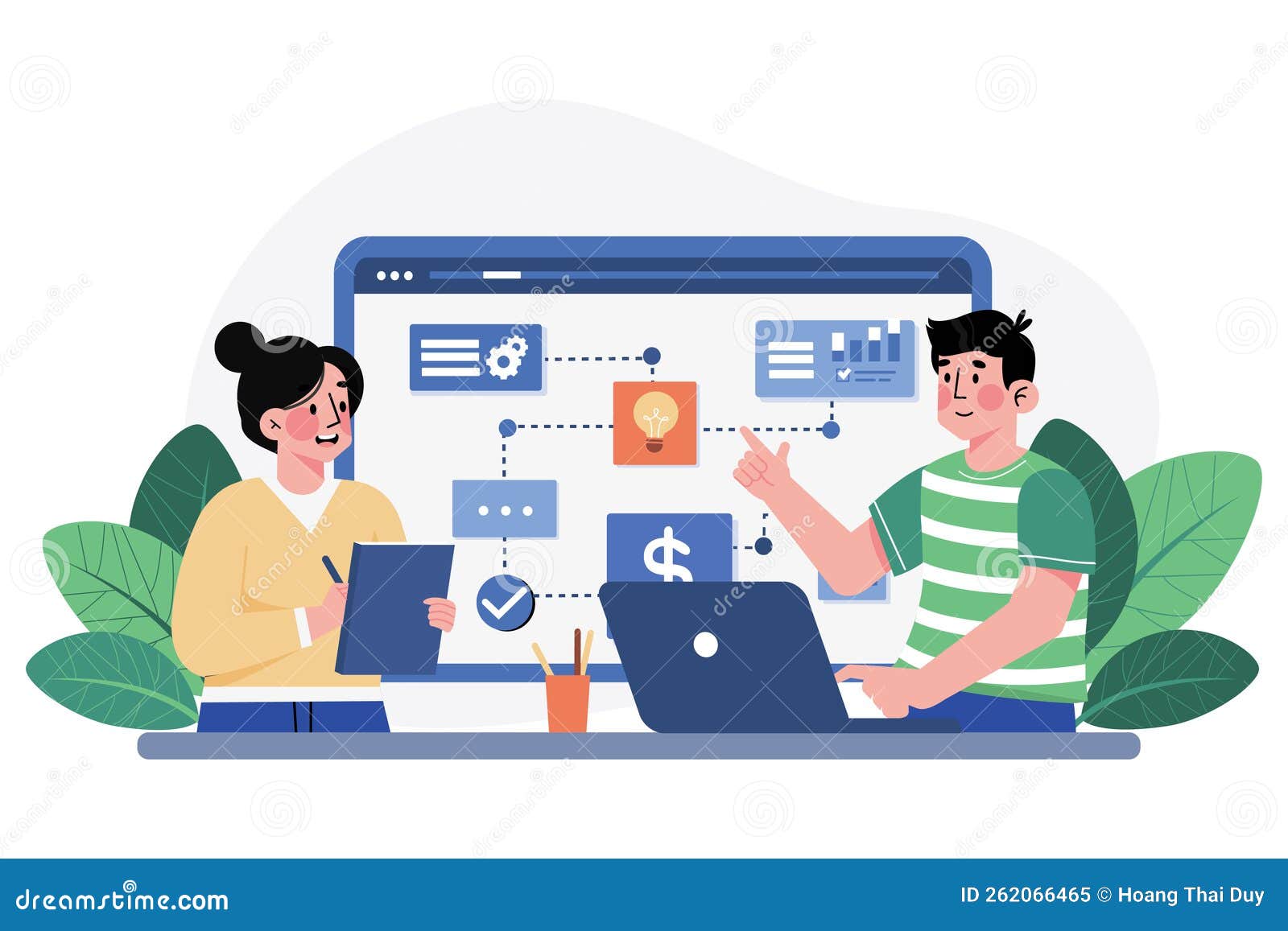 Employees Working on the Business Idea Stock Vector - Illustration of ...