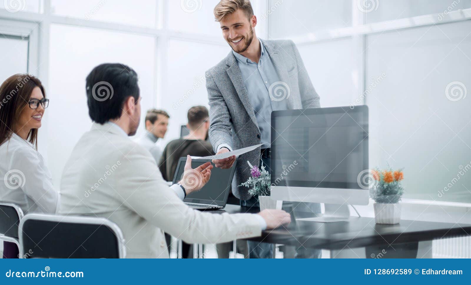 Employees Working with Documents in the Office Stock Image - Image of ...