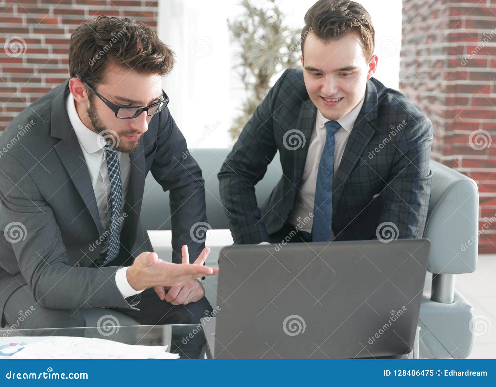 Employees Working with a Laptop Stock Image - Image of deal, investment ...