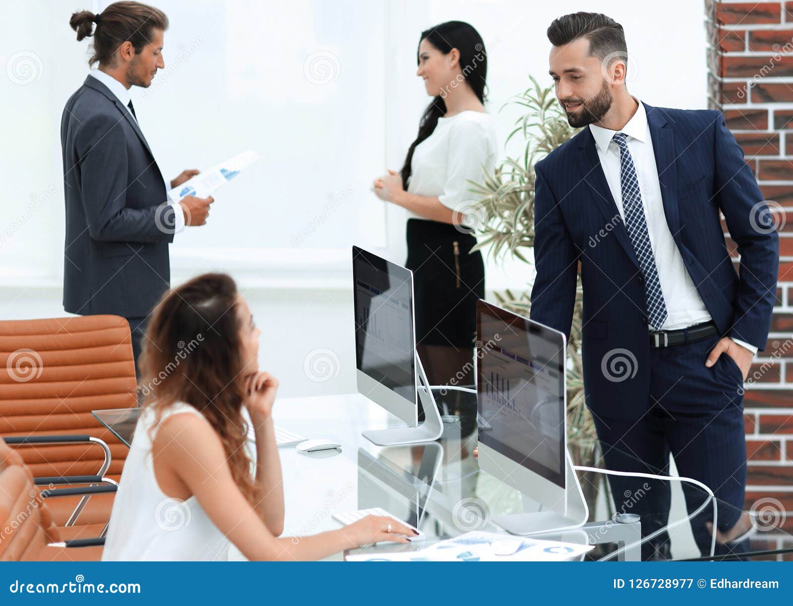 Employees in the Workplace in the Office. Stock Image - Image of ...