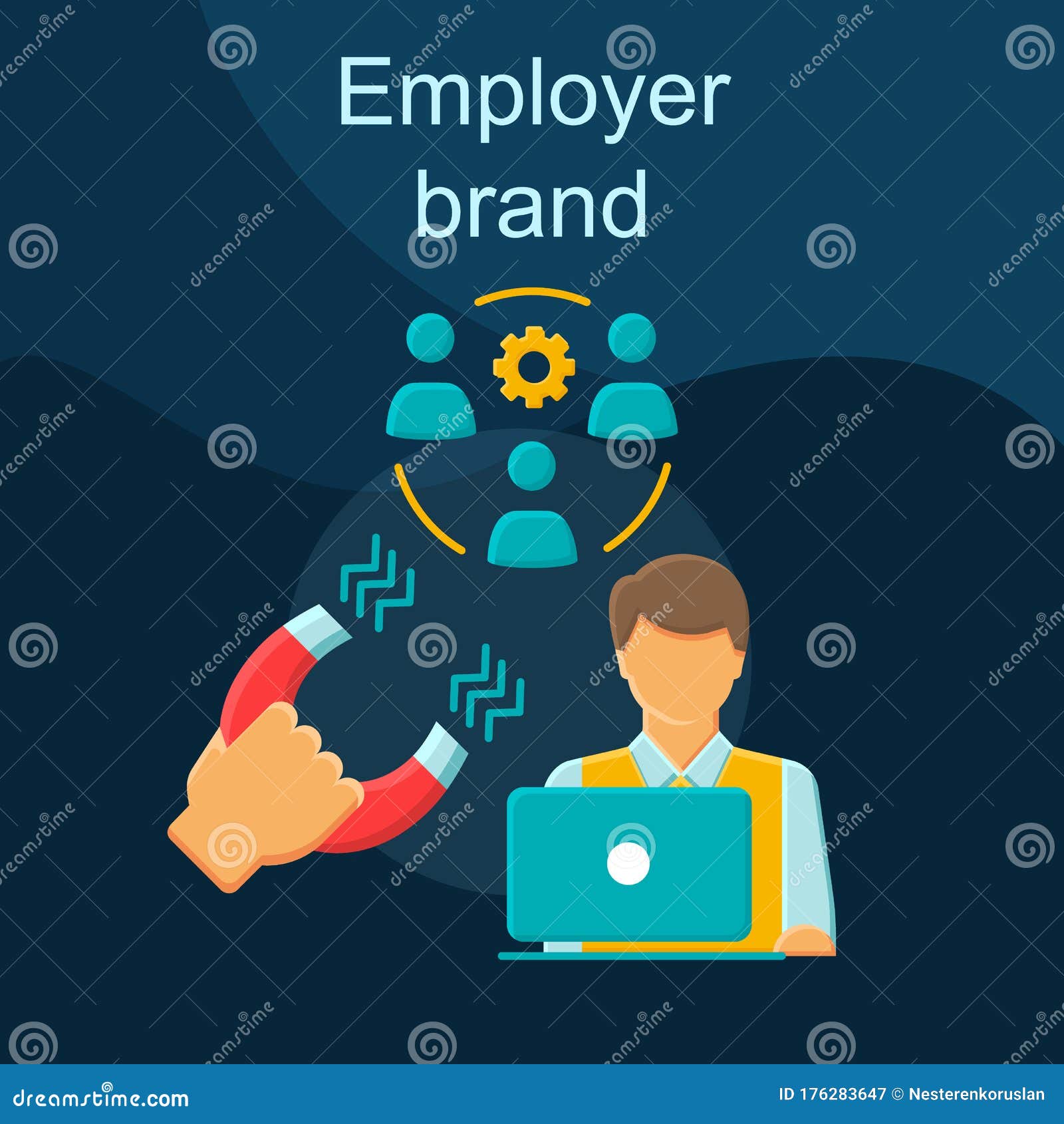 Employee Recruiting Concept Illustration Group Of Businessmen And A