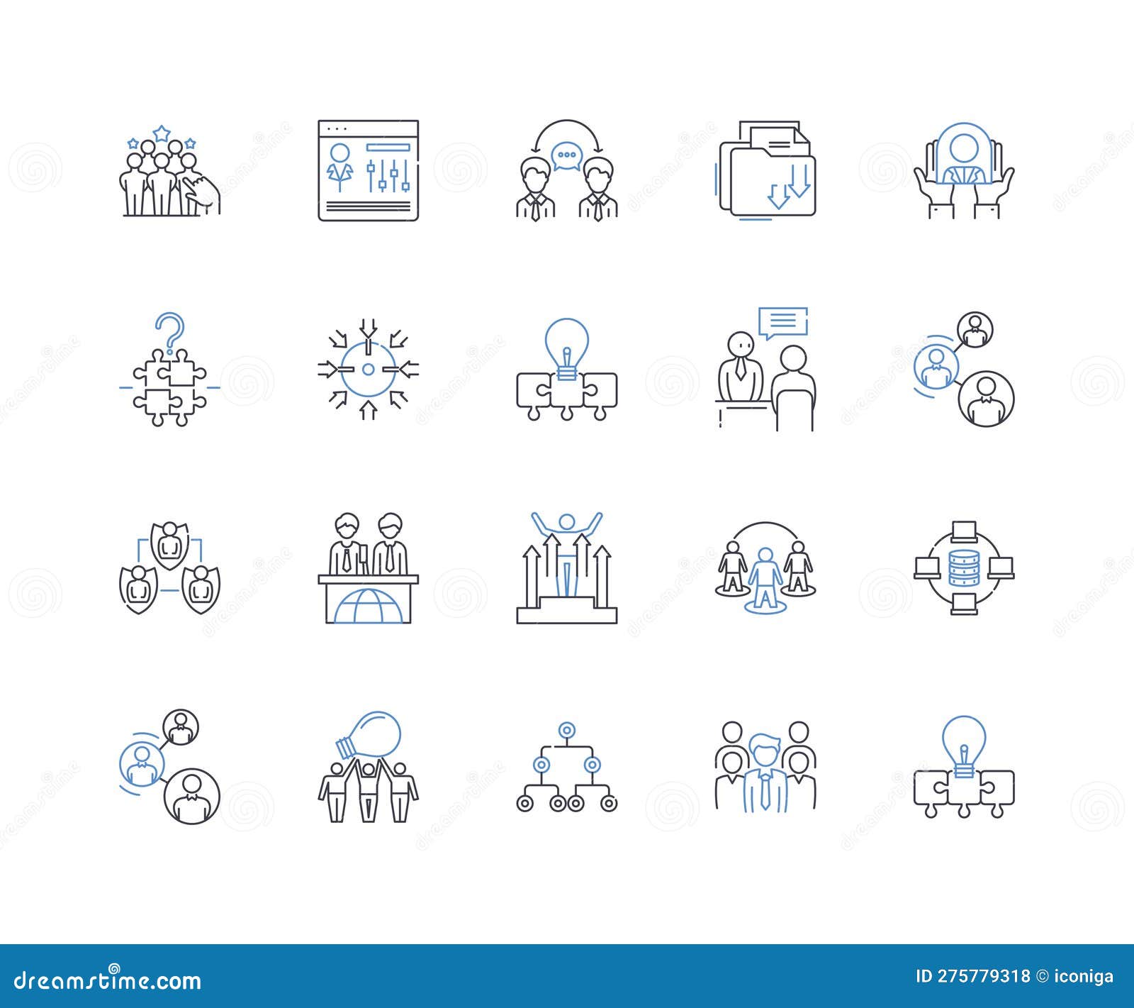 Employer Huddle Line Icons Collection. Cohesion, Alignment, Teamwork ...