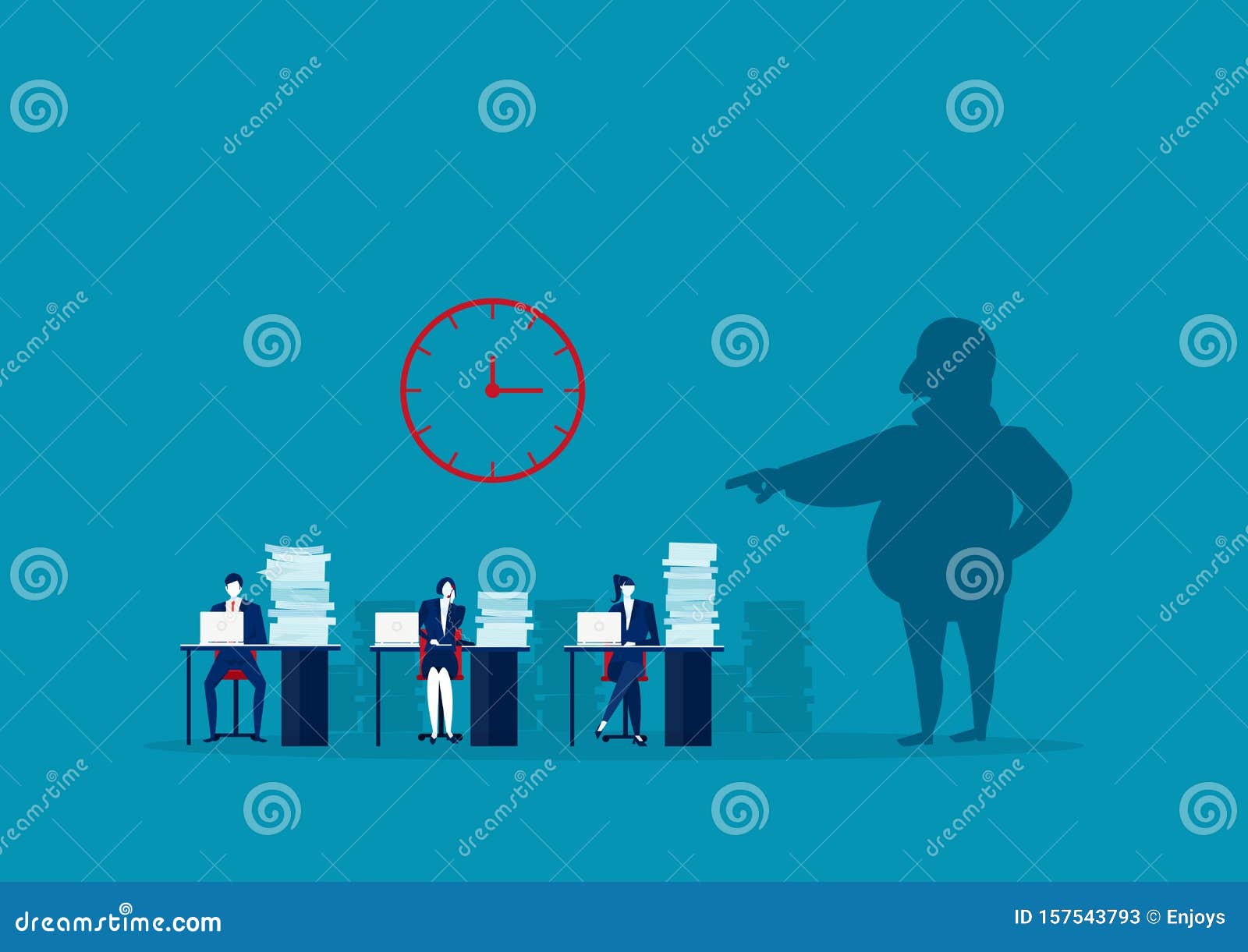 The Employer Shadow Command Employee Hard Work in Office Concept Stock ...