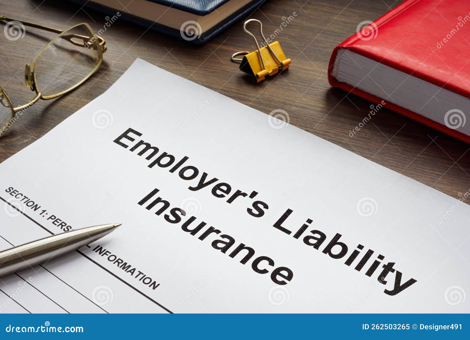 Employers Liability Insurance Application Form on the Table. Stock ...