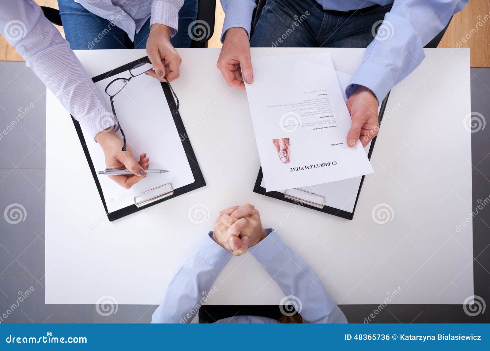 Employers Reading Cv Young Girl Stock Photo - Image of recruiting ...