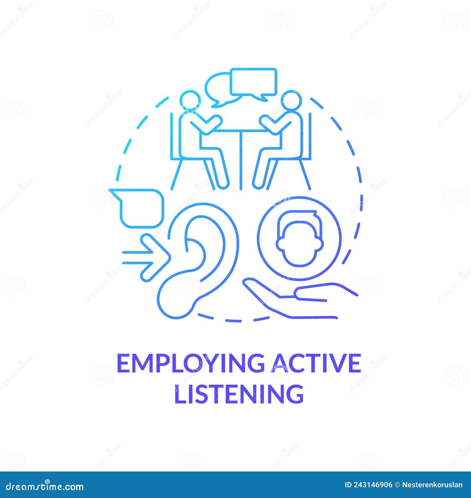 Employing Active Listening Turquoise Concept Icon Cartoon Vector ... Employing Active Listening Turquoise Concept Icon Cartoon Vector ...