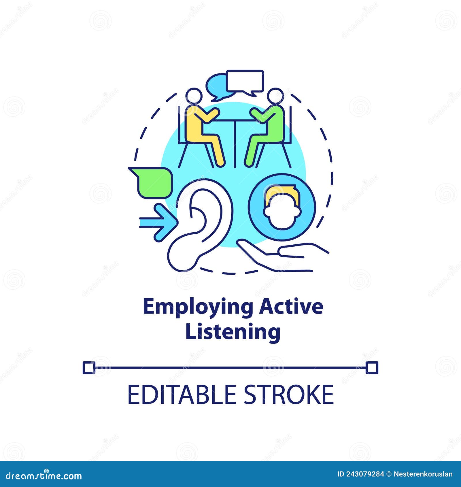 Employing Active Listening Concept Icon Vector Illustration ... Employing Active Listening Concept Icon Vector Illustration ...