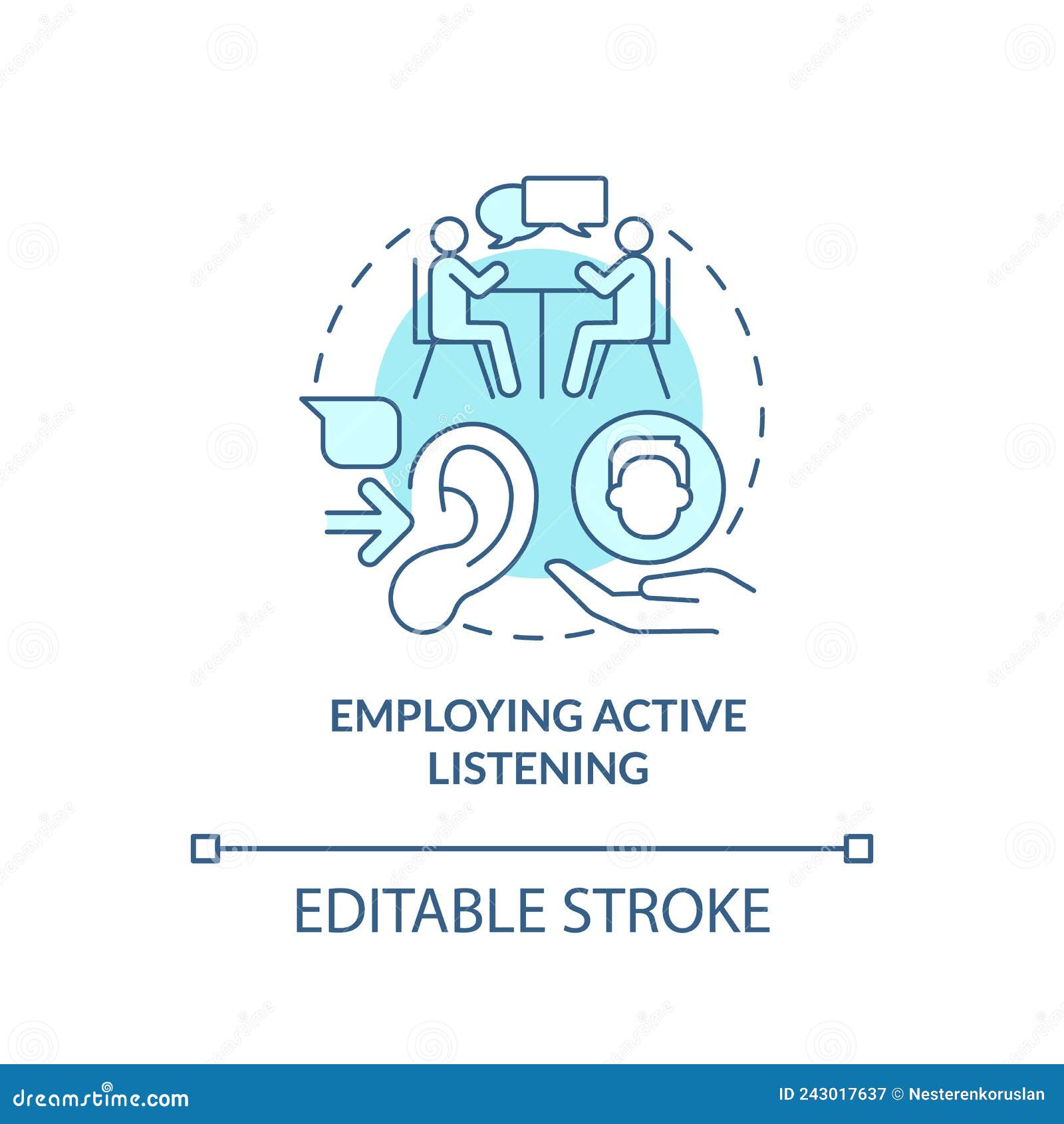 Employing Active Listening Turquoise Concept Icon Stock Vector ... Employing Active Listening Turquoise Concept Icon Stock Vector ...