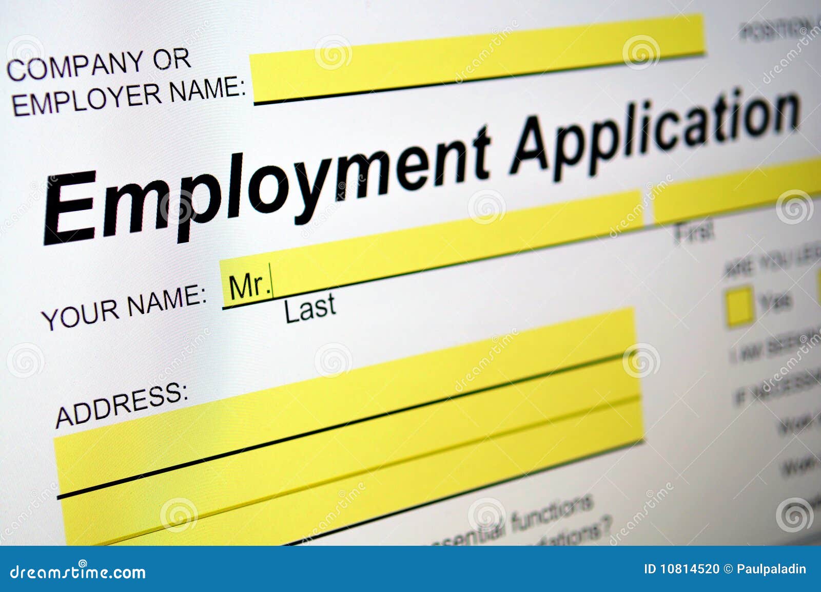 Employment Application stock photo. Image of application - 10814520