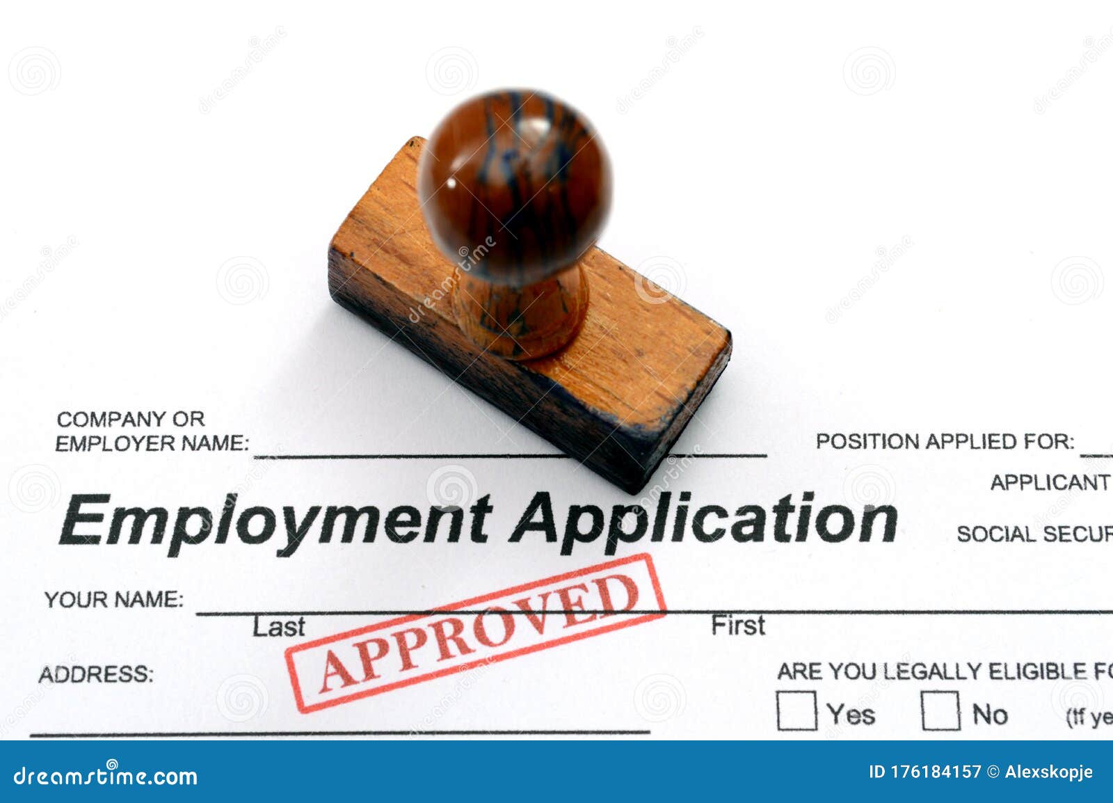 Employment Application - Approved Stock Image - Image of document ...