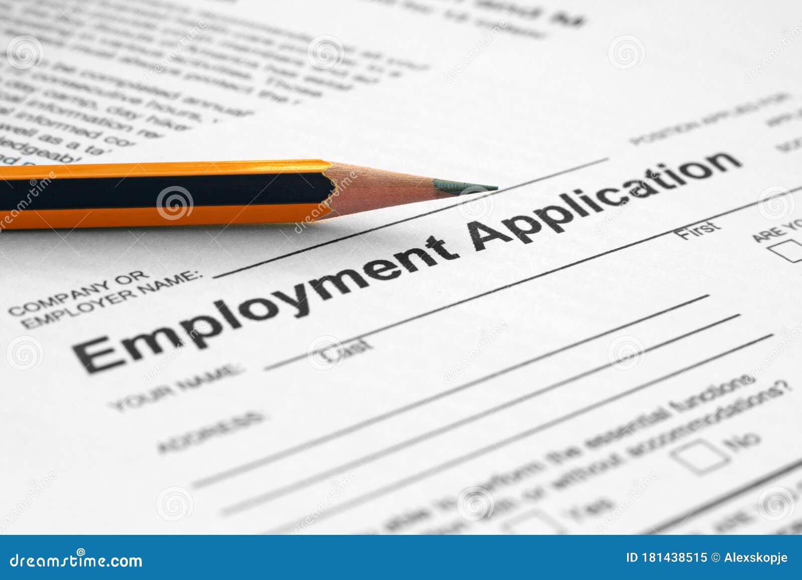 Employment application stock image. Image of resources - 181438515
