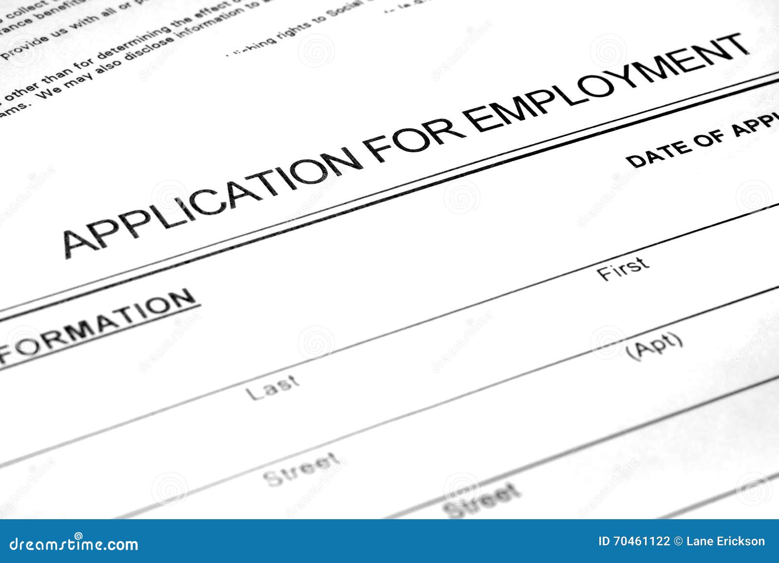 Employment Application Form on Paper Stock Photo - Image of handwritten ...
