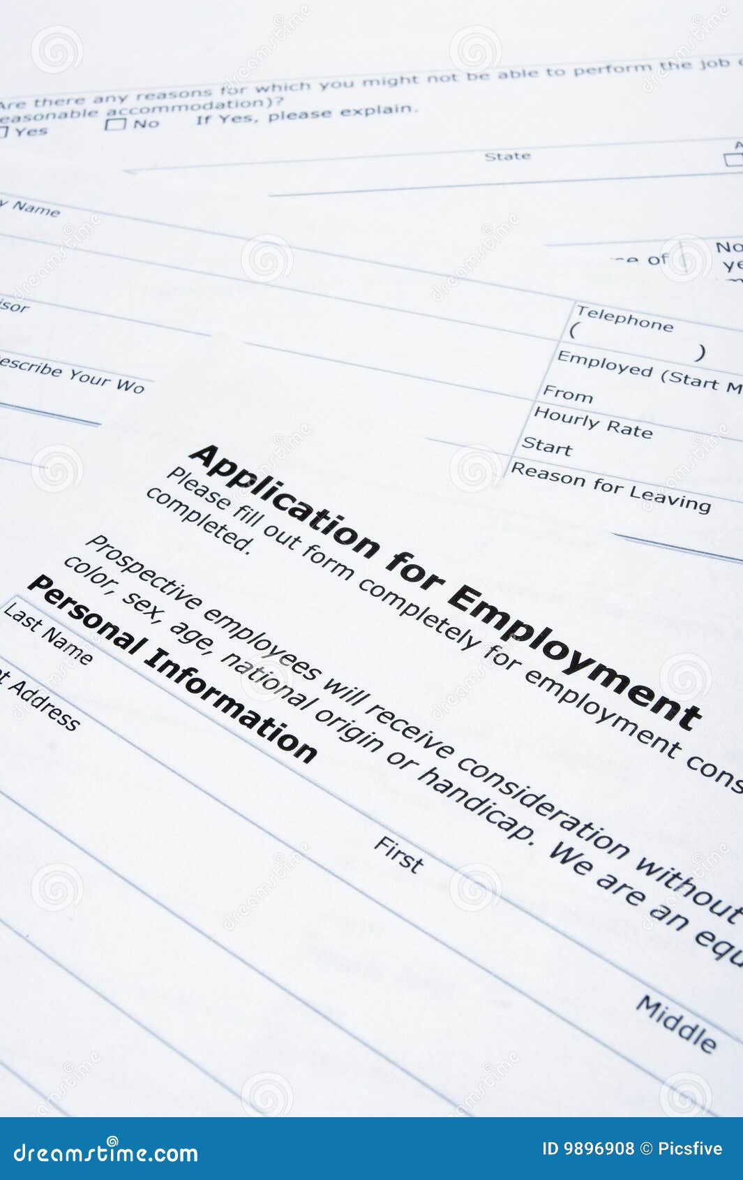 Employment application job stock photo. Image of document - 9896908
