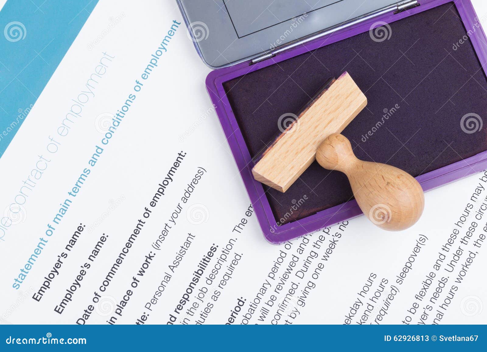 Employment Contract with Stamp Stock Image - Image of document, black ...