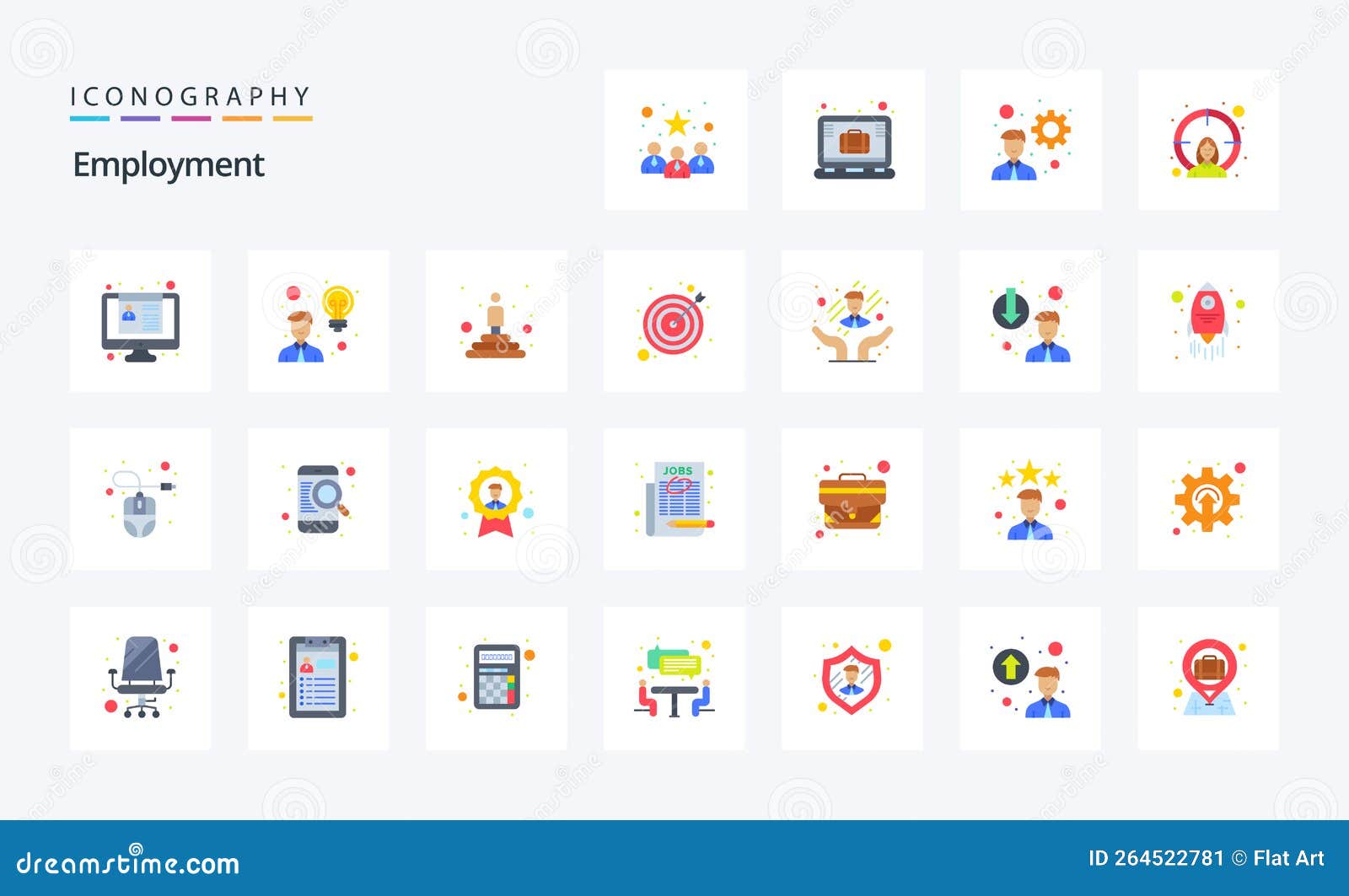 20 Employment Flat Color Icon Pack Like Downgrade Degradation Strategy ...