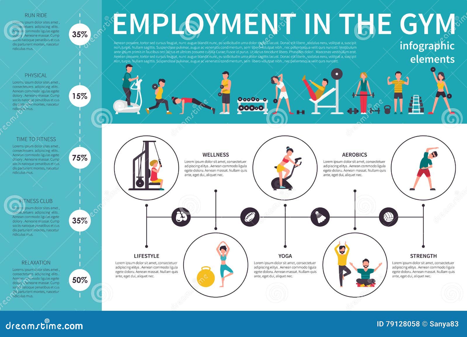 Employment in the Gym Infographic Flat Vector Illustration ...