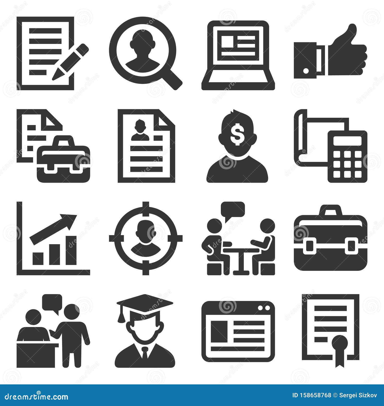Employment and Job Resume Icons Set on White Background. Vector Stock ... Employment and Job Resume Icons Set on White Background. Vector Stock ...