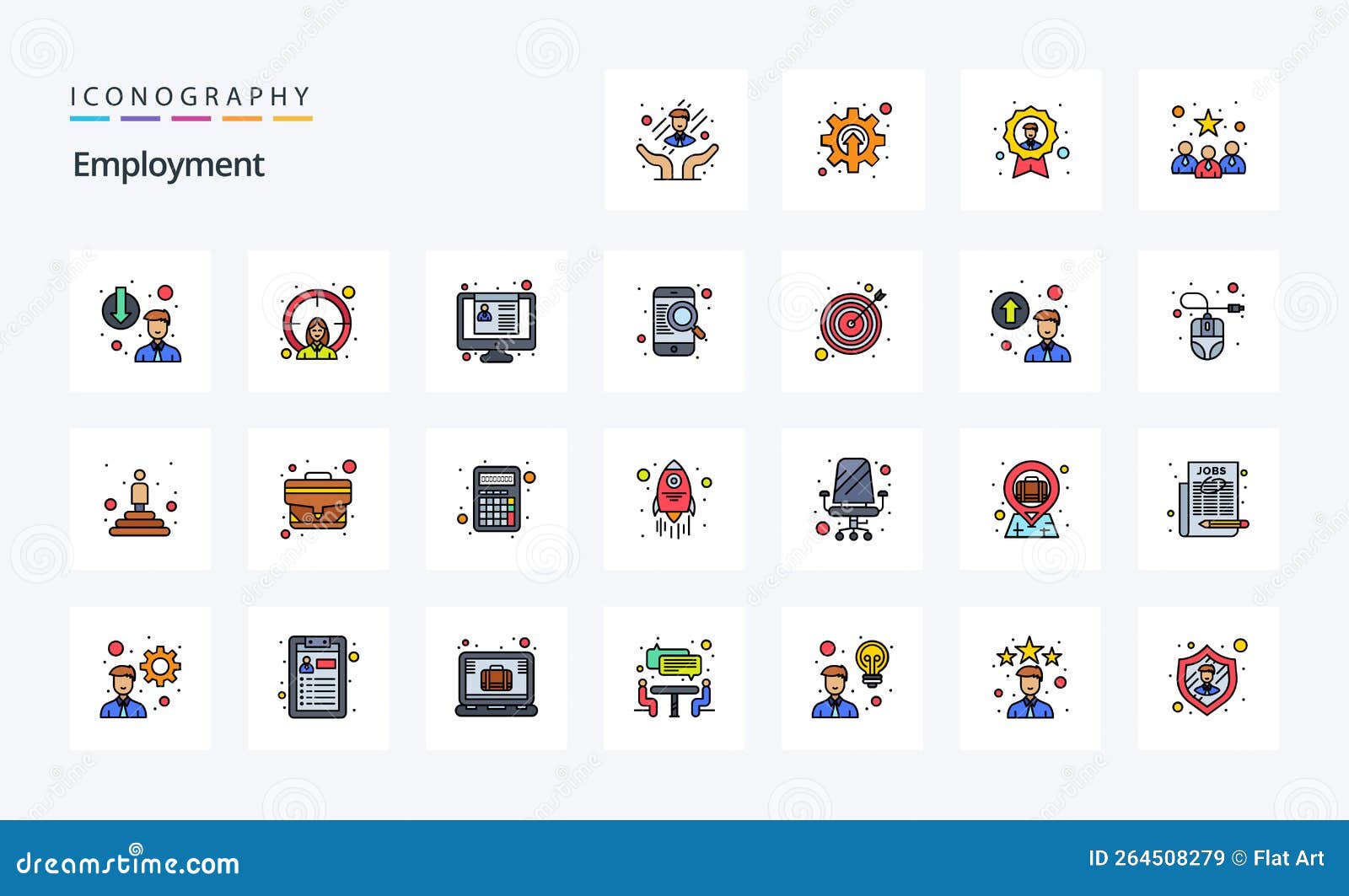 25 Employment Line Filled Style Icon Pack Stock Vector - Illustration ...