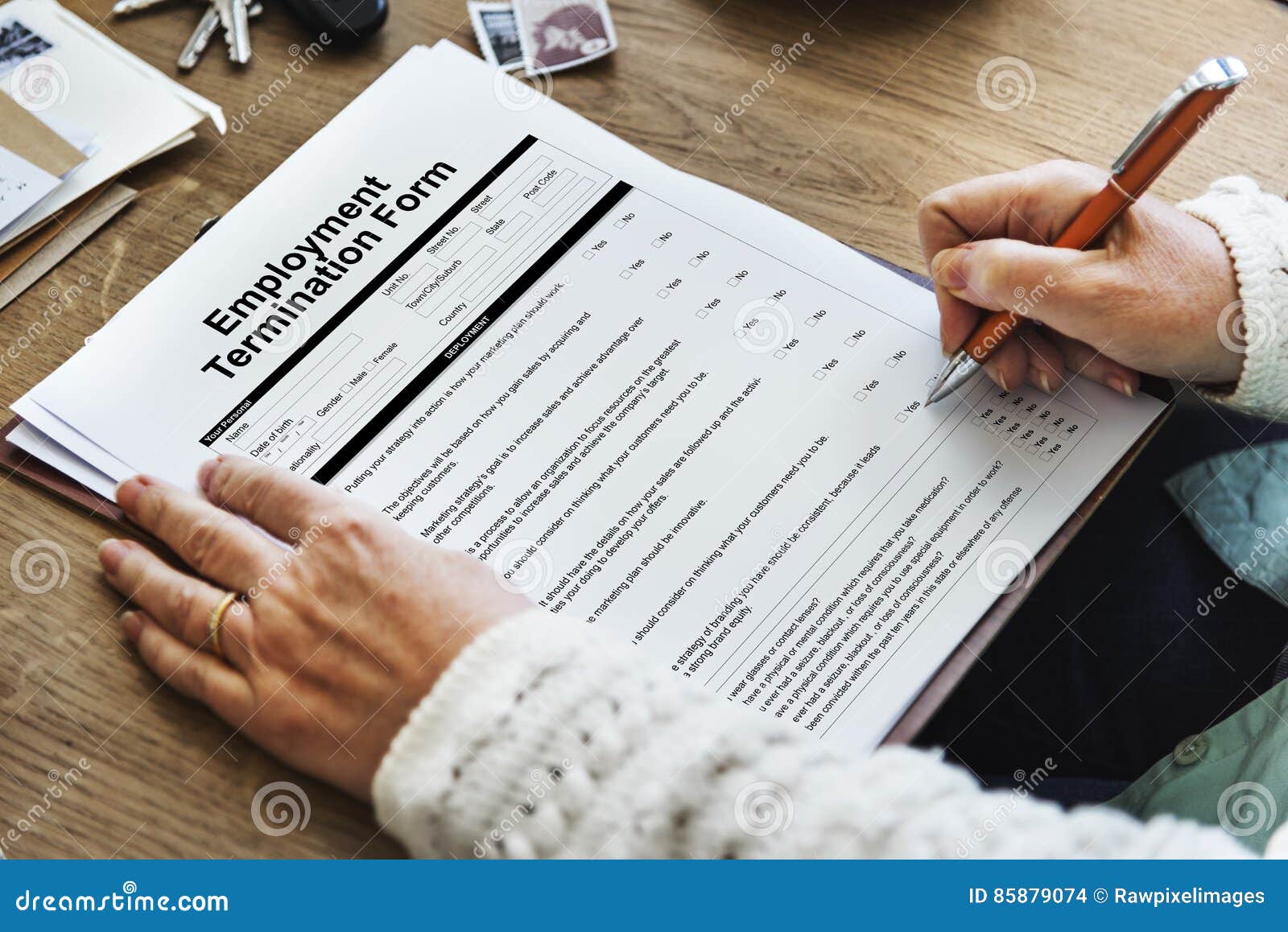 Employment Termination Form Page Graphic Concept Stock Photo - Image of ...