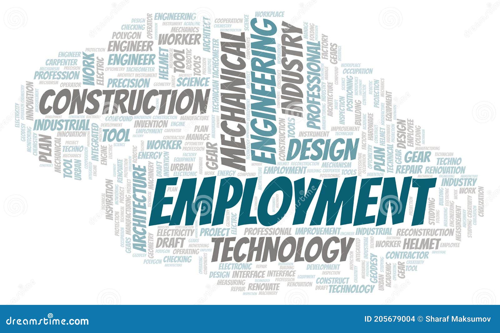 Employment Typography Word Cloud Create with the Text only Stock ...