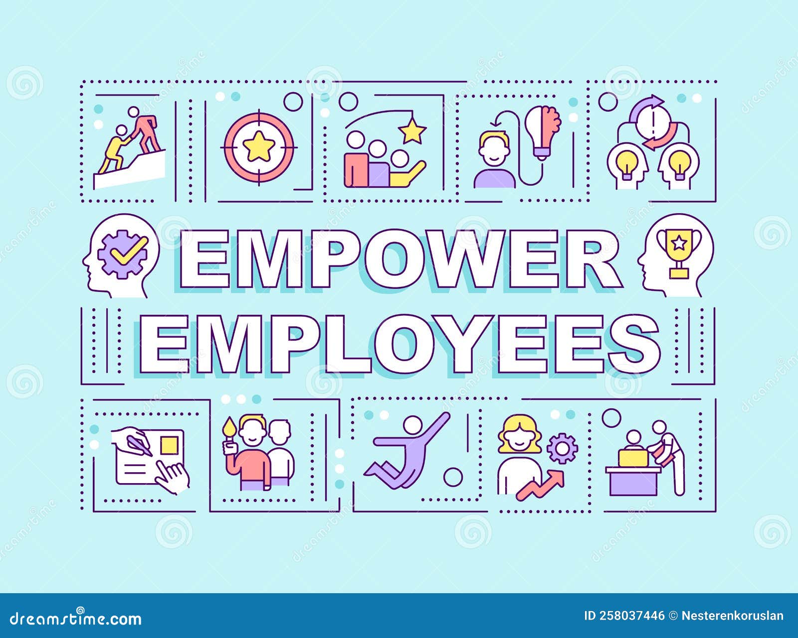 Empower Employees Word Concepts Blue Banner Stock Vector Illustration Of Background Letter