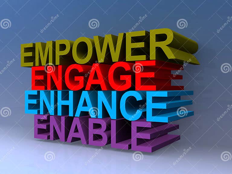 Empower Engage Enhance Enable on Blue Stock Illustration - Illustration ...