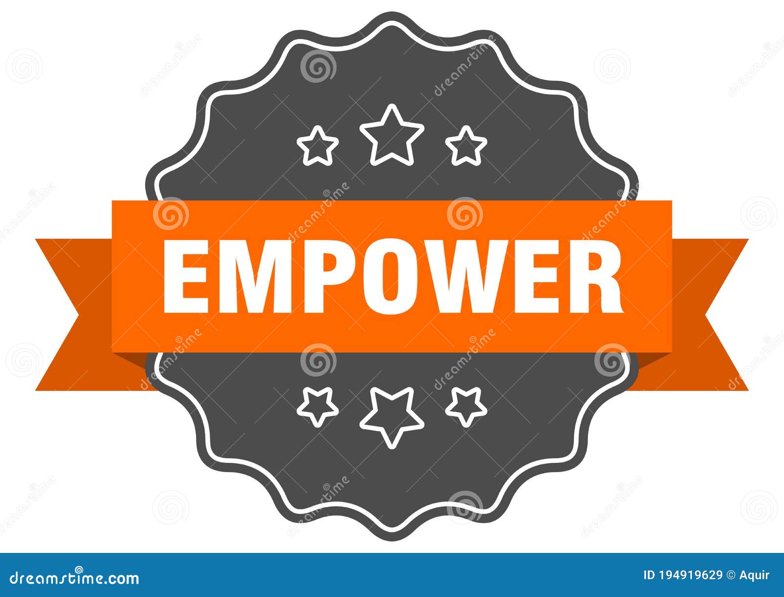 Empower label stock vector. Illustration of circle, orange - 194919629