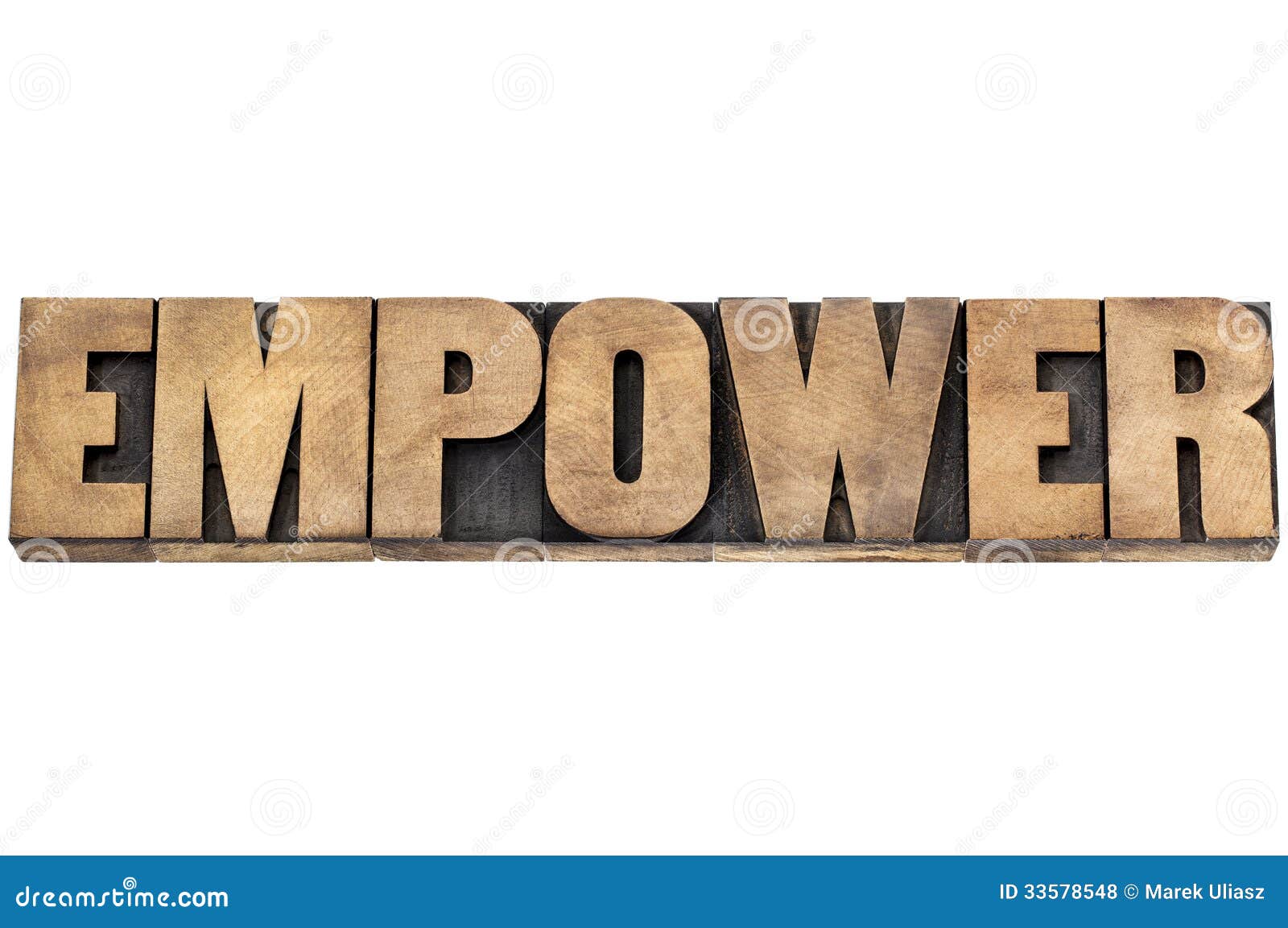 Empower word in wood type stock photo. Image of power - 33578548