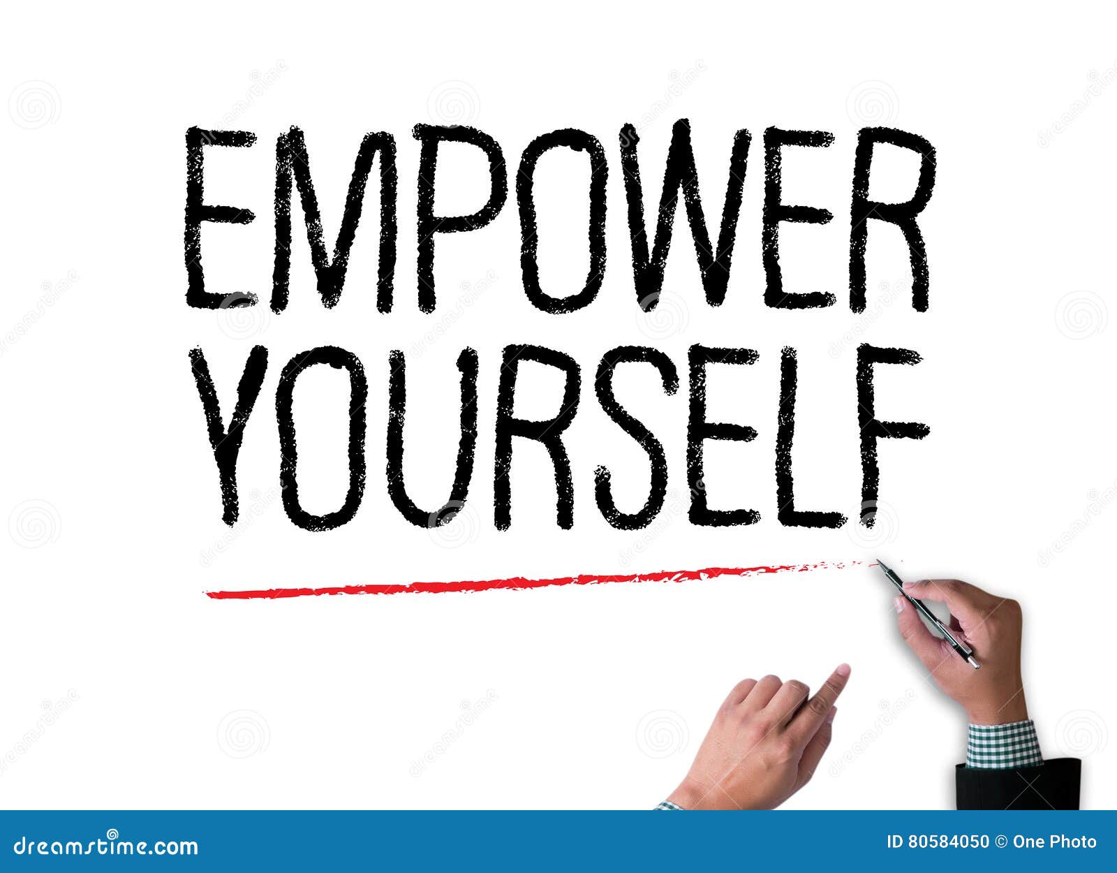 EMPOWER YOURSELF Businessman Working at Office Desk and Using a Stock ...