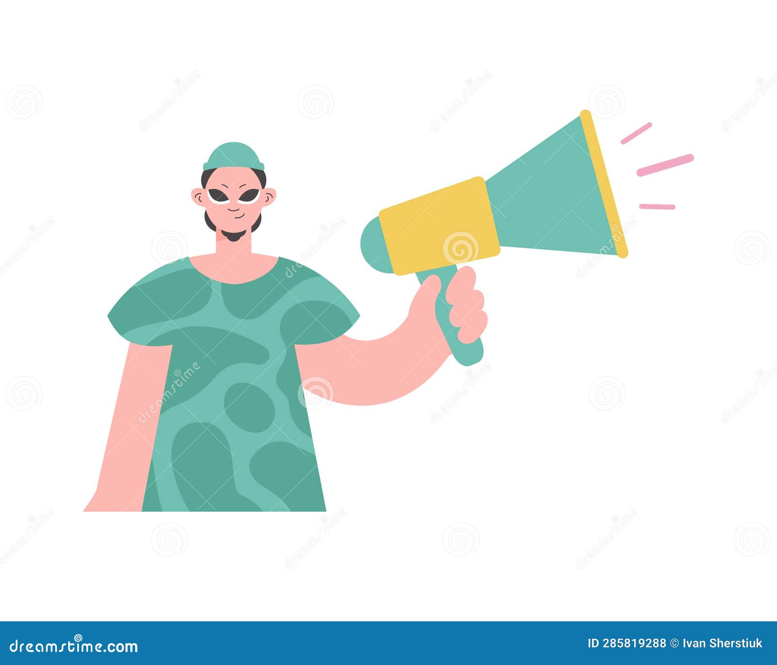 Empowered Communication. Man with Enhancer. Stock Illustration ...