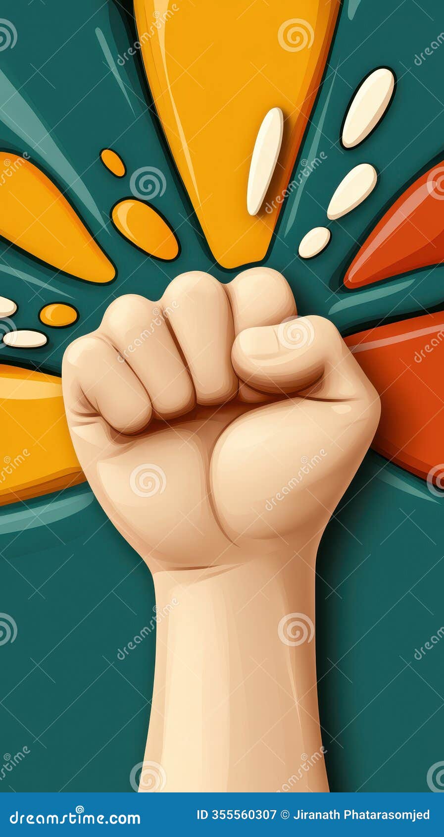 Empowered Fist Symbolizing Strength and Determination with Vibrant ...