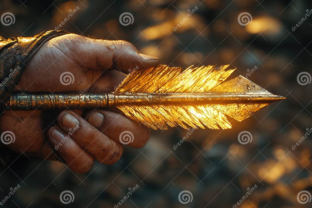 Empowered Grip: the Human Hand Elevates an Arrow of Stock Illustration ...