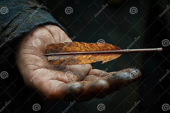 Empowered Grip: the Human Hand Elevates an Arrow of Stock Illustration ...