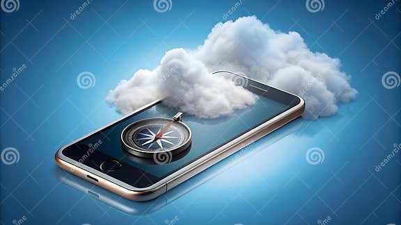 Empowering the Learner: Smartphones and the Cloud Compass AI Generated Stock Illustration ...
