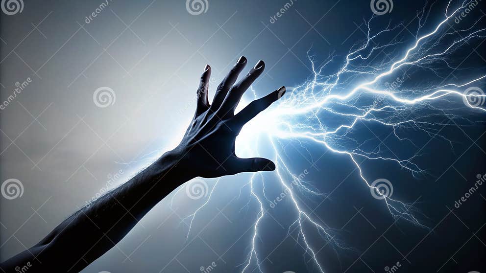 Empowering Silhouette a Minimalist Hand and Lightning Design for ...