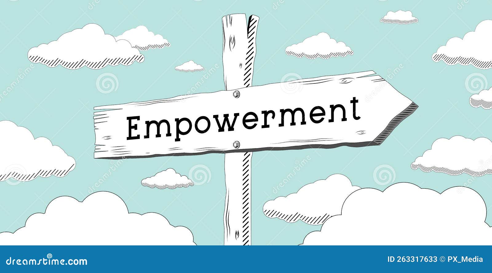 Empowerment - Outline Signpost with One Arrow Stock Illustration ...