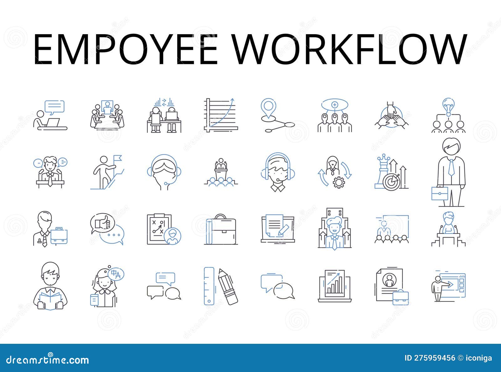 Empoyee Workflow Outline Icons Collection Employee Workflow