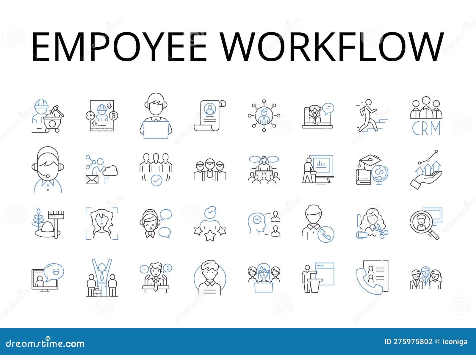 Empoyee Workflow Line Icons Collection. Staff Process, Personnel ...
