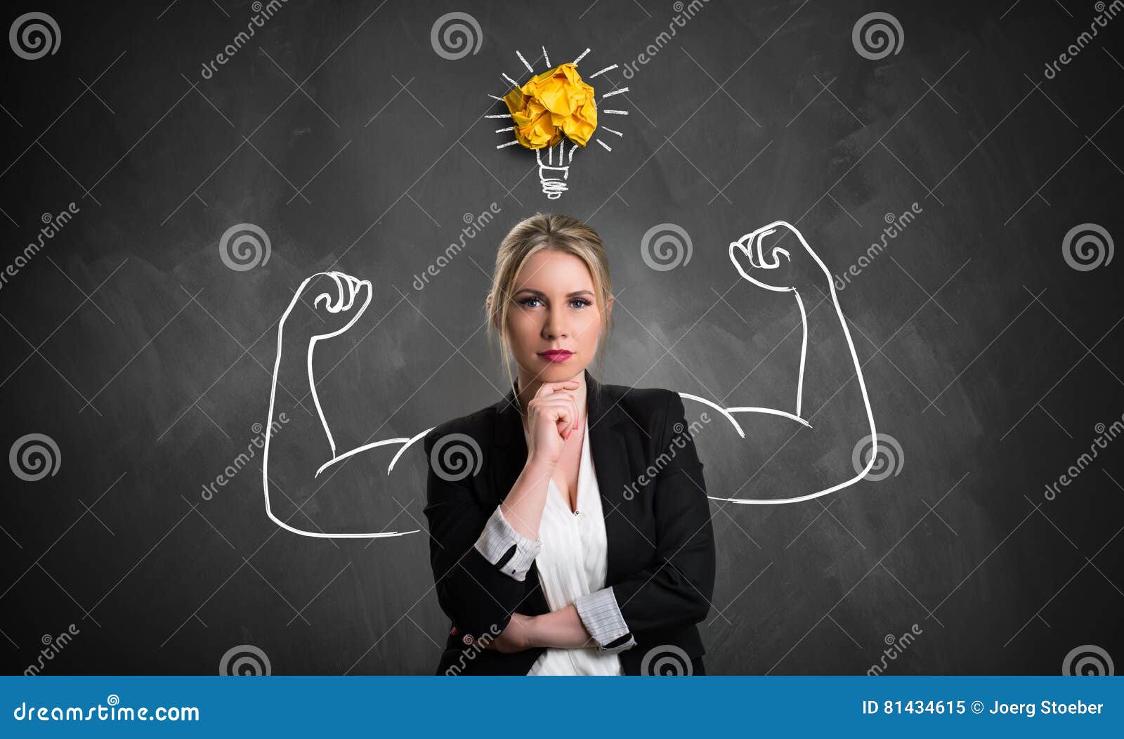 Empresaria Con El Dibujo Que Simboliza Poder Stock de ilustración ...