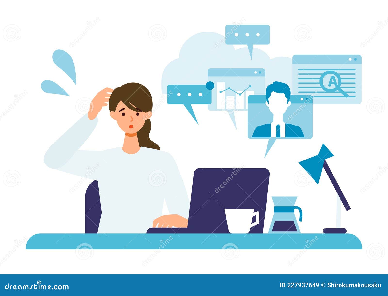 Empresaria Multitarea Que Trabaja En Informática Ilustración del Vector ... Empresaria Multitarea Que Trabaja En Informática Ilustración del Vector ...