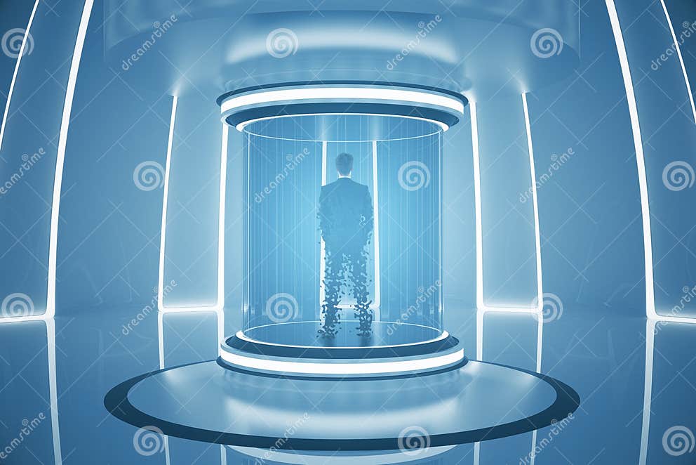 Empresario Teleporting stock de ilustración. Ilustración de pensativo ...